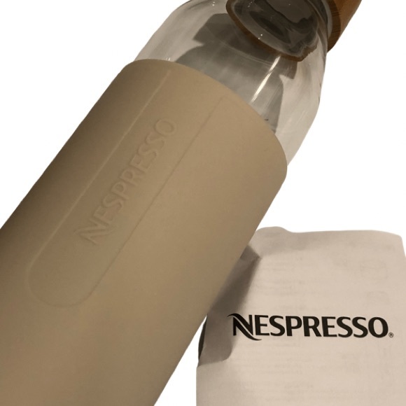 Nespresso | Dining | Nespresso Glass Iced Coffee Or Water Bottle Bamboo ...